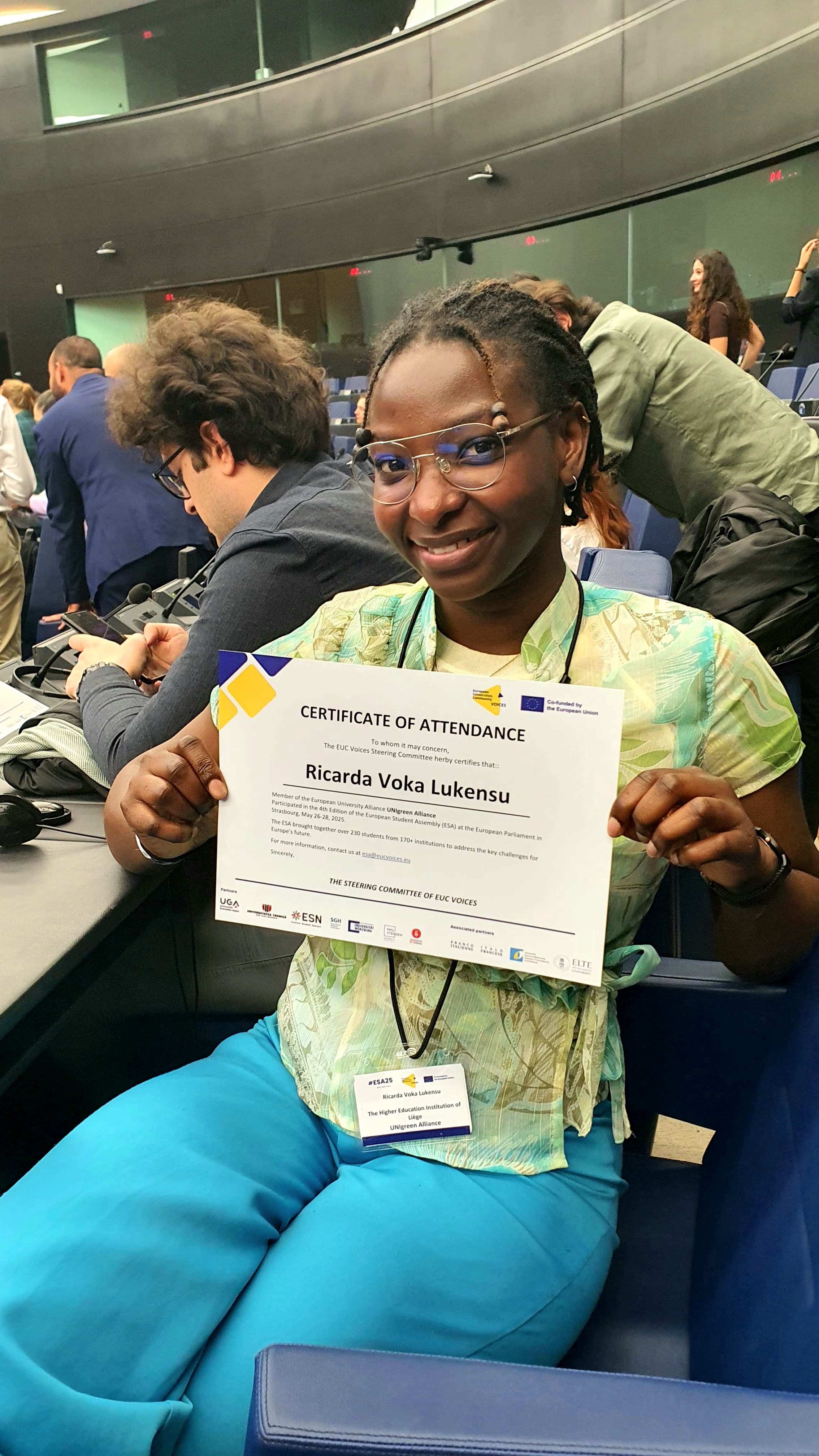 Une étudiante au Parlement européen, pour UNIgreen | HEPL